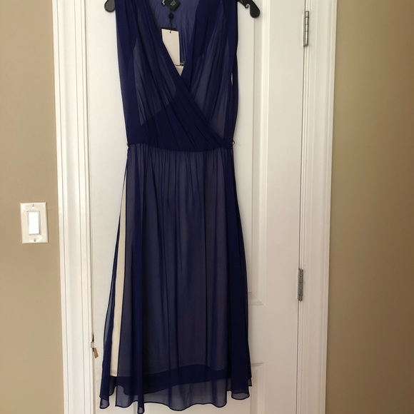 Raoul | Dresses | Nwt Raoul Carbon Blue Wrap Dress With White Slip ...